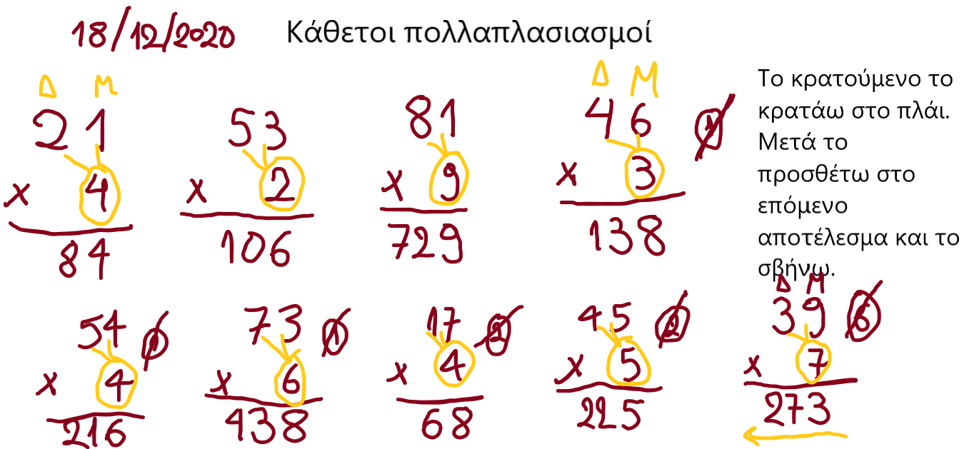Μαθηματικά 18/12: Κάθετοι πολλαπλασιασμοί – Γ’ Τάξη 14ου Δ.Σ. Καλλιθέας