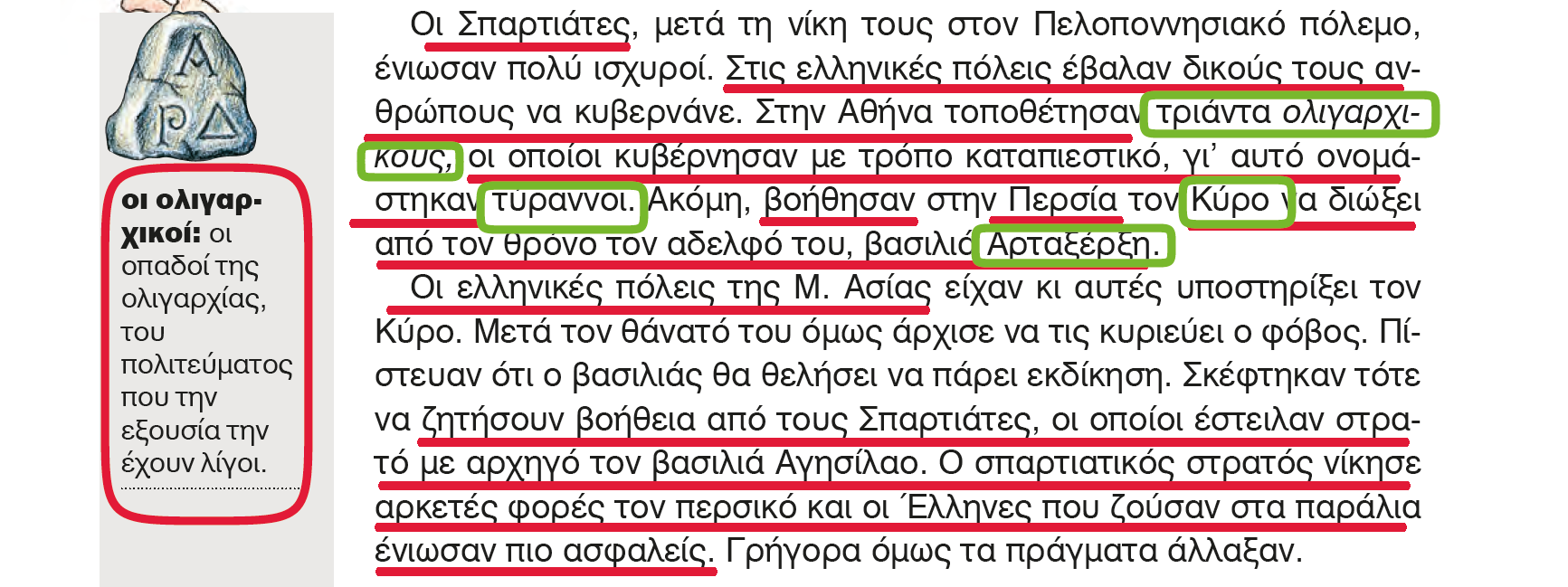 Η ηγεμονία της Σπάρτης – Εξω-σχολικά